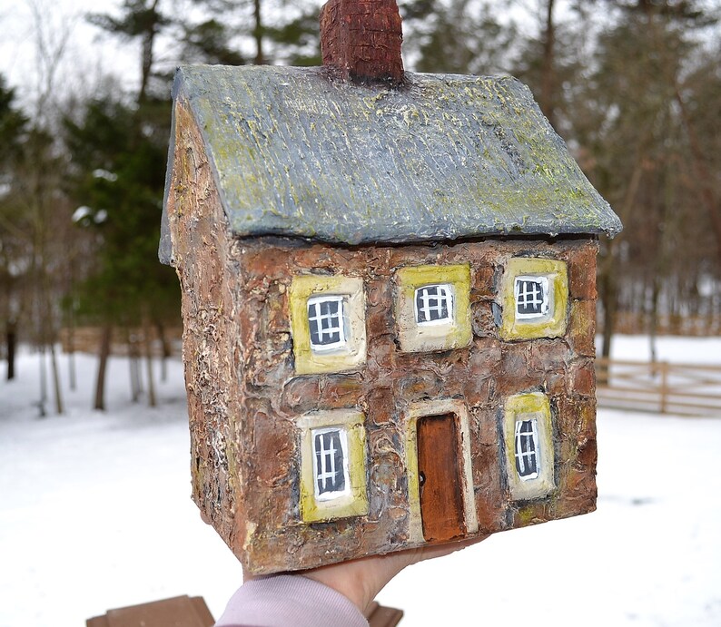 Unique Gift Handmade Stone Farmhouse Miniature Paper Mache | Etsy