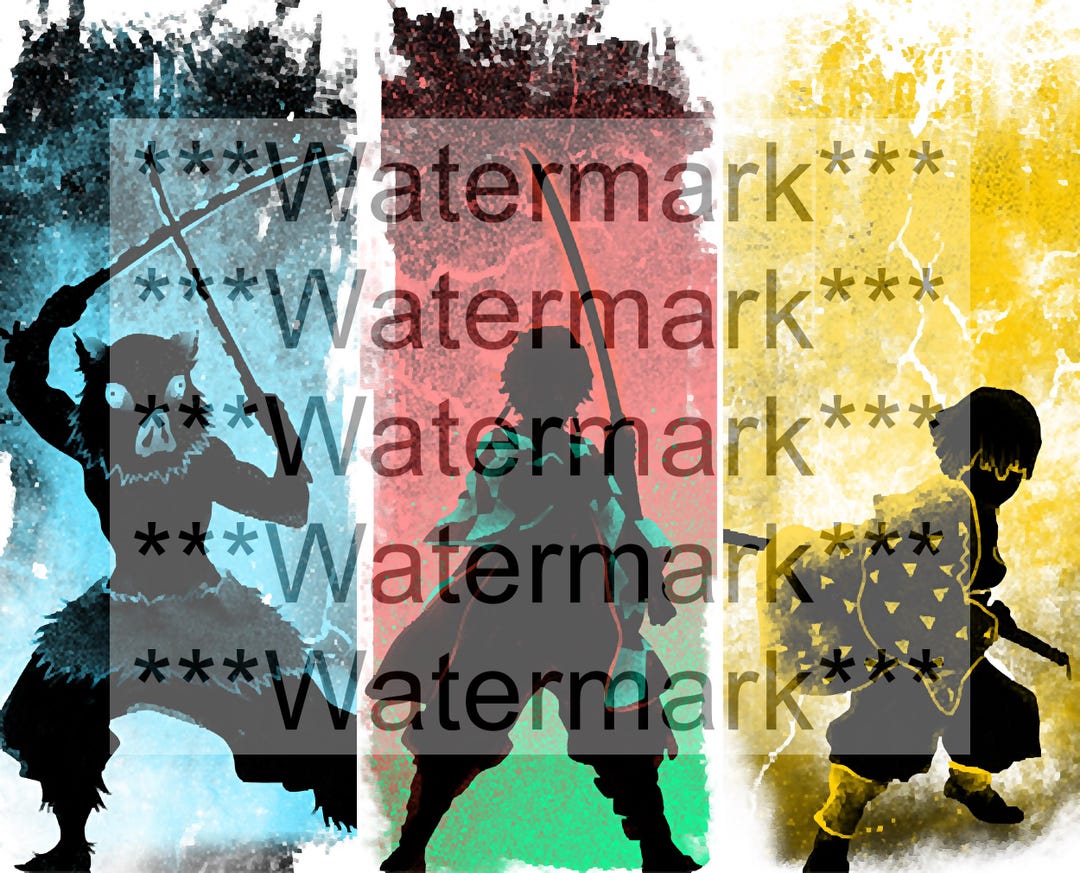 Demon Slayer PNG, Tanjiro Zenitsu Inosuke Silhouette Art, Anime Sword ...