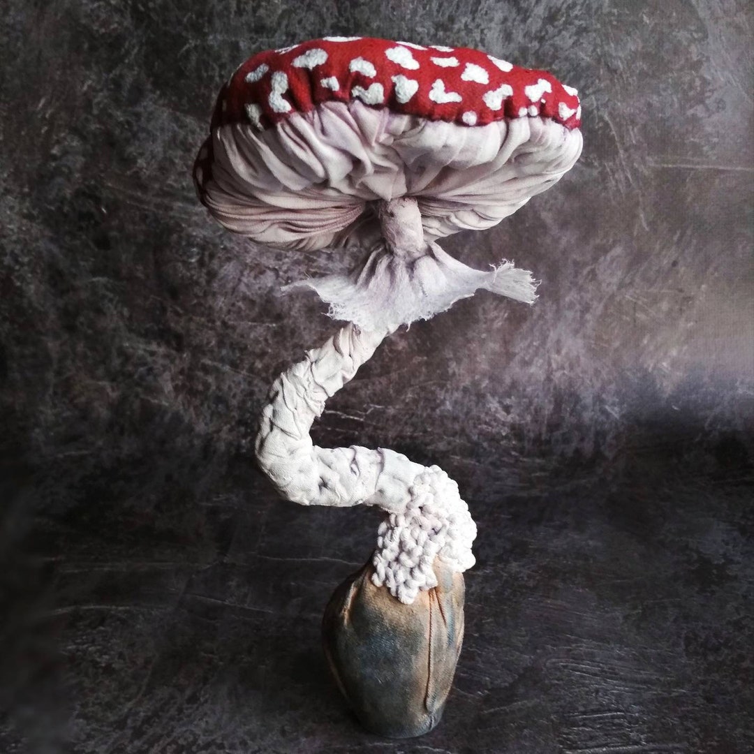 Mushroom Textile Art Toadstool, Fungus Fabric Sculpture for Home Decor ...