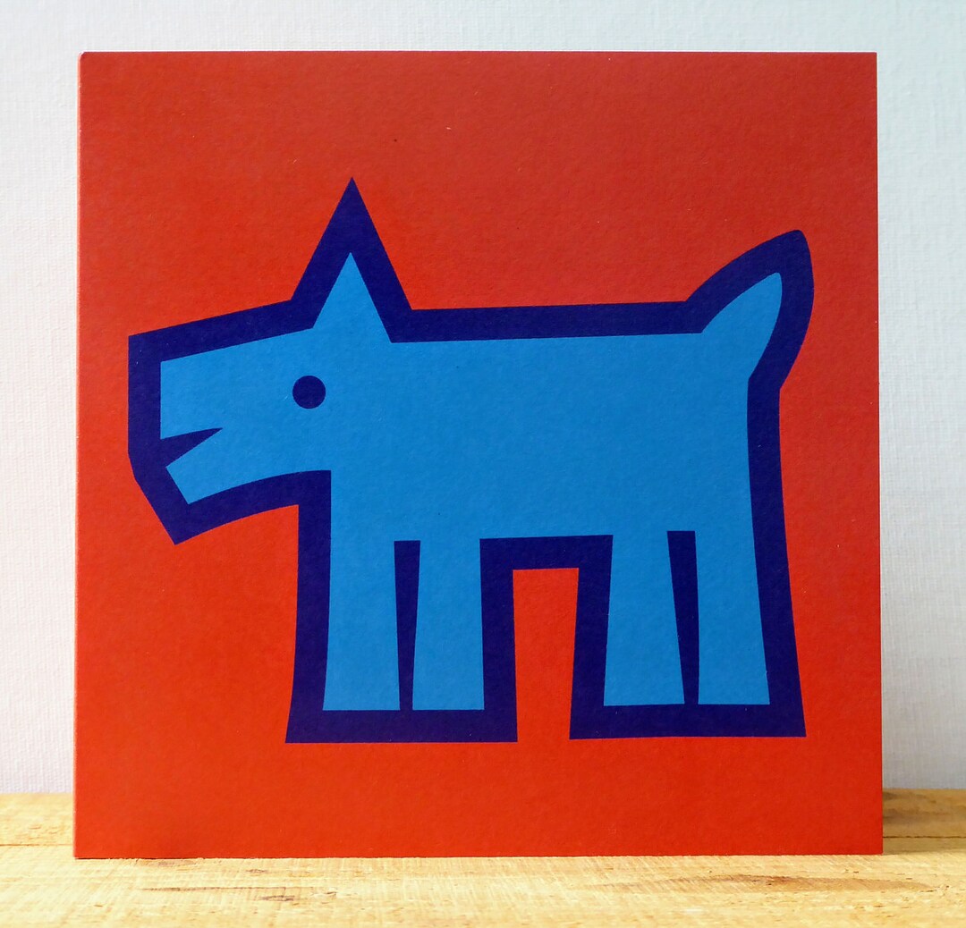 Dog Card, Blue Dog, Cool Kids Card, Colourful Animal Card, Quirky ...