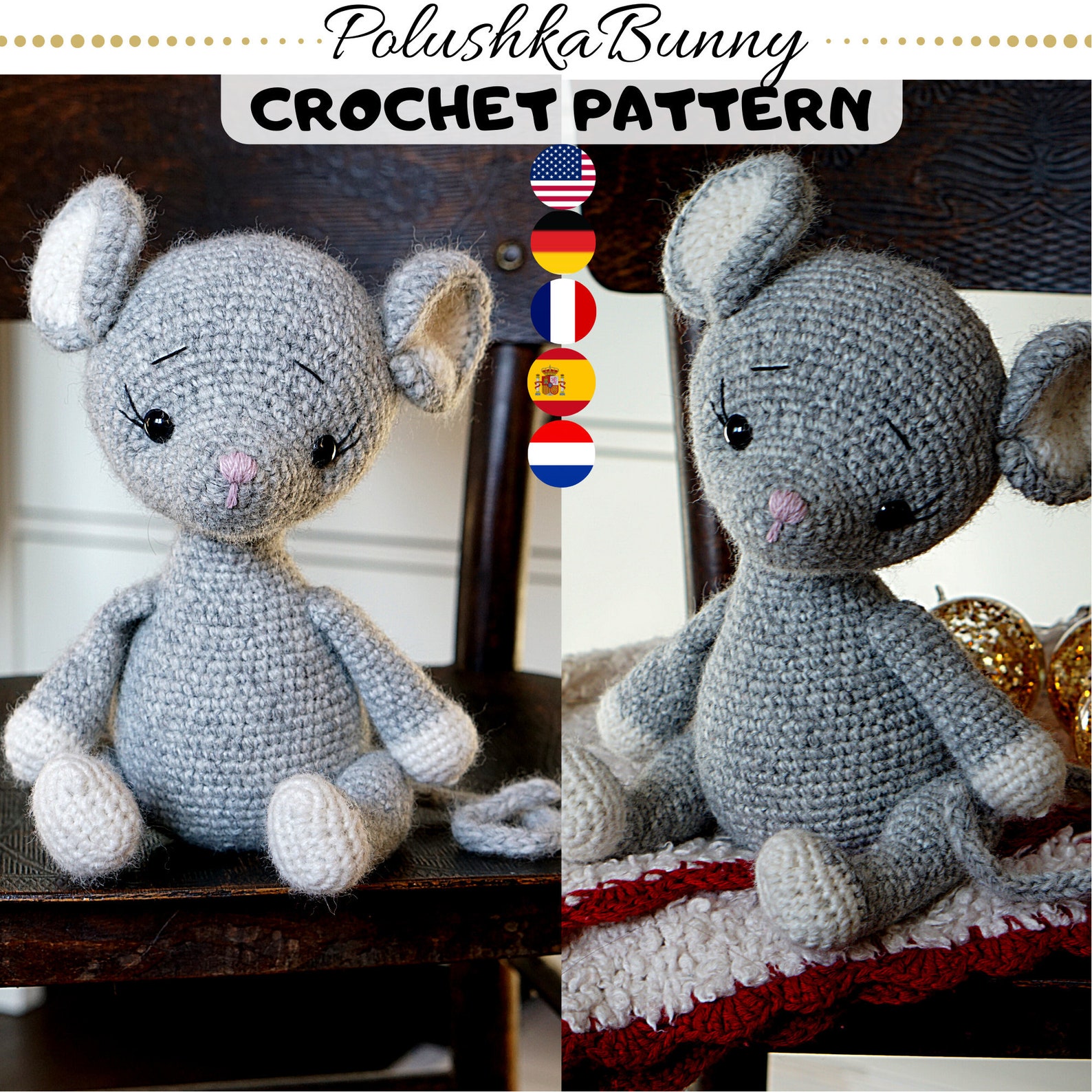 Polushkabunny Crochet Mouse Toy Pattern Toy Amigurumi Animals - Etsy
