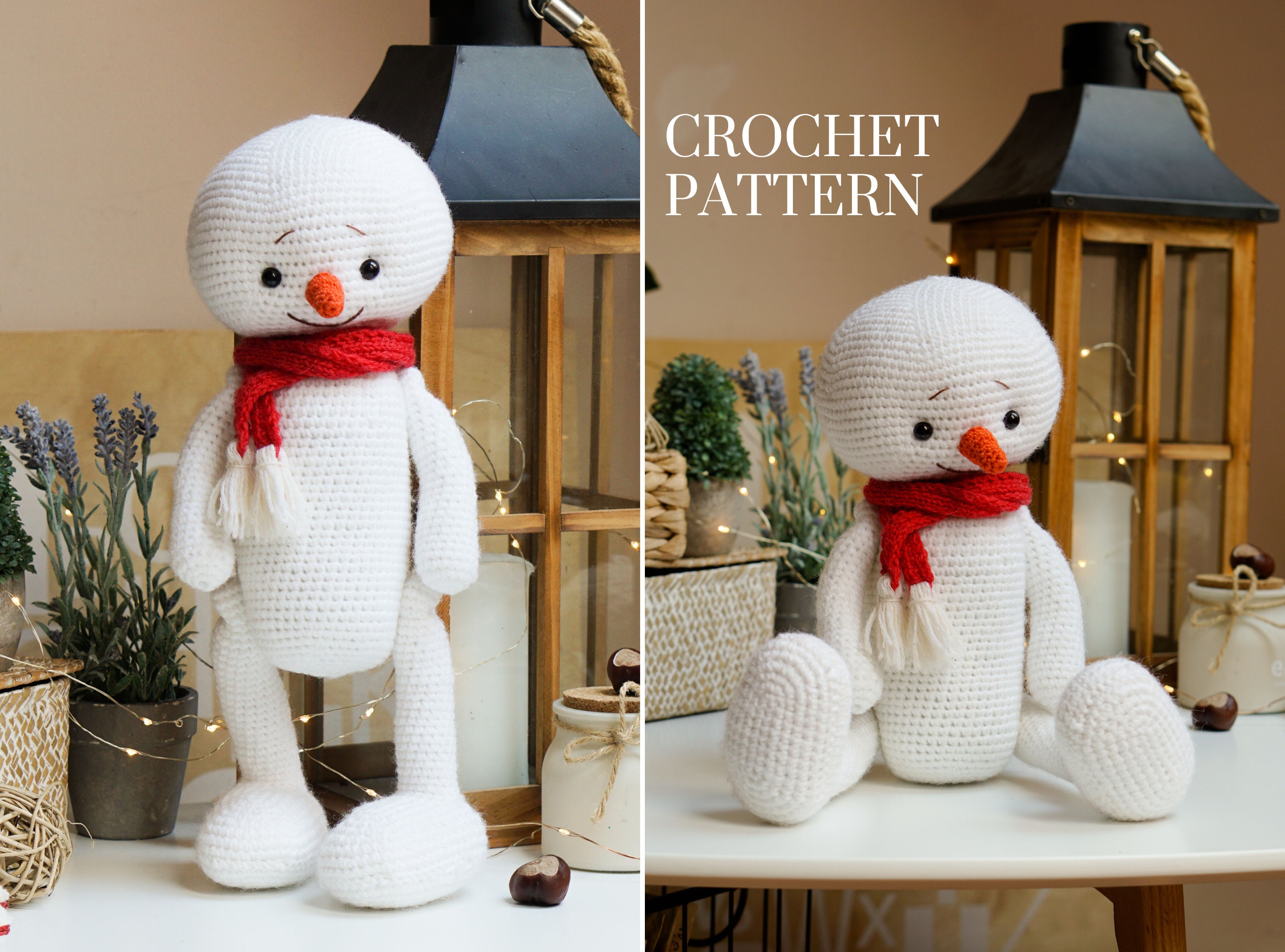 Crochet Snowman Pattern - Amigurumi Pattern by Polushkabunny - Etsy