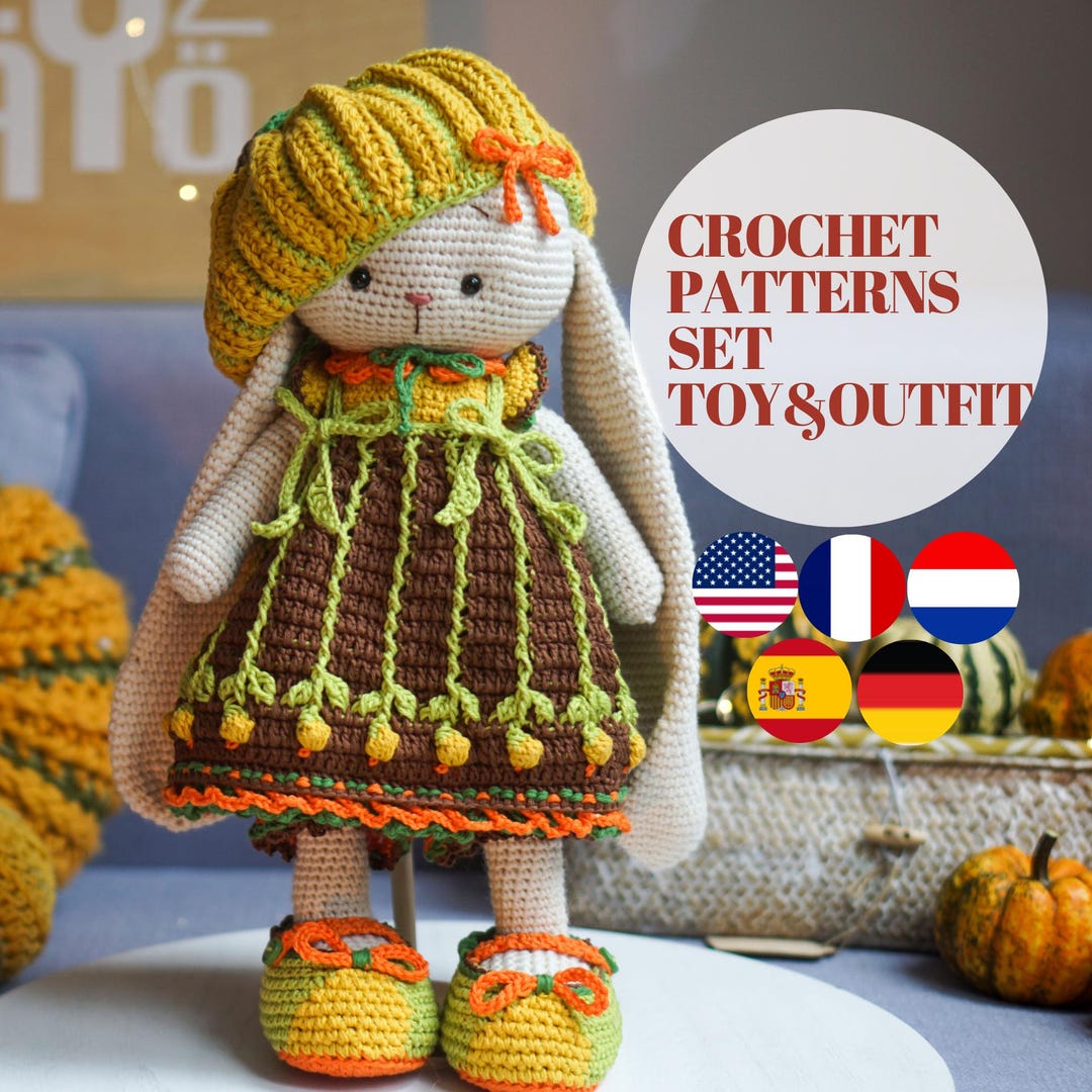 SET Crochet Patterns Bunny Toy - Clothes Pattern Outfit "alice ...