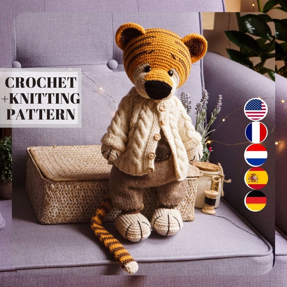 SET Crochet Tiger Pattern Knitting Toy Clothes Patterns - Etsy