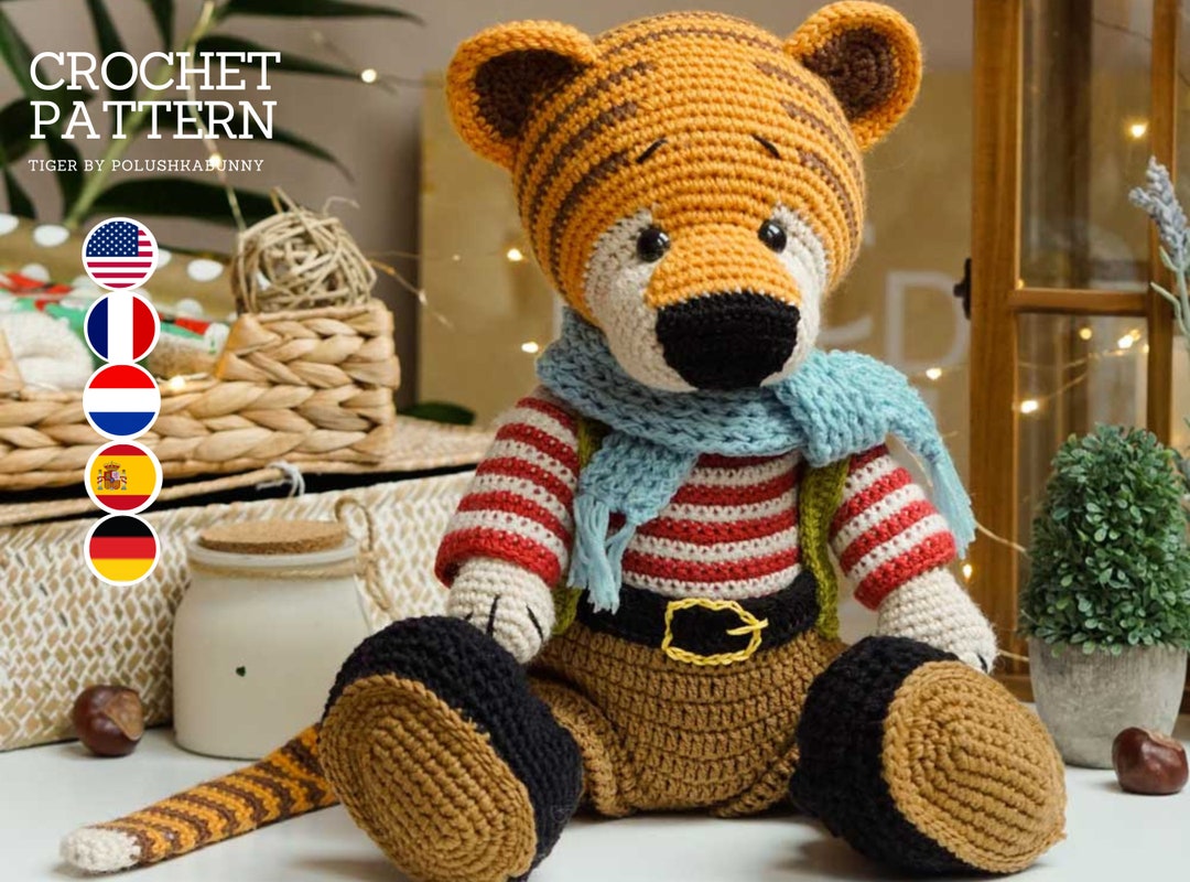 SET Crochet Tiger Pattern Clothes Set Patterns Amigurumi Toy Pattern ...