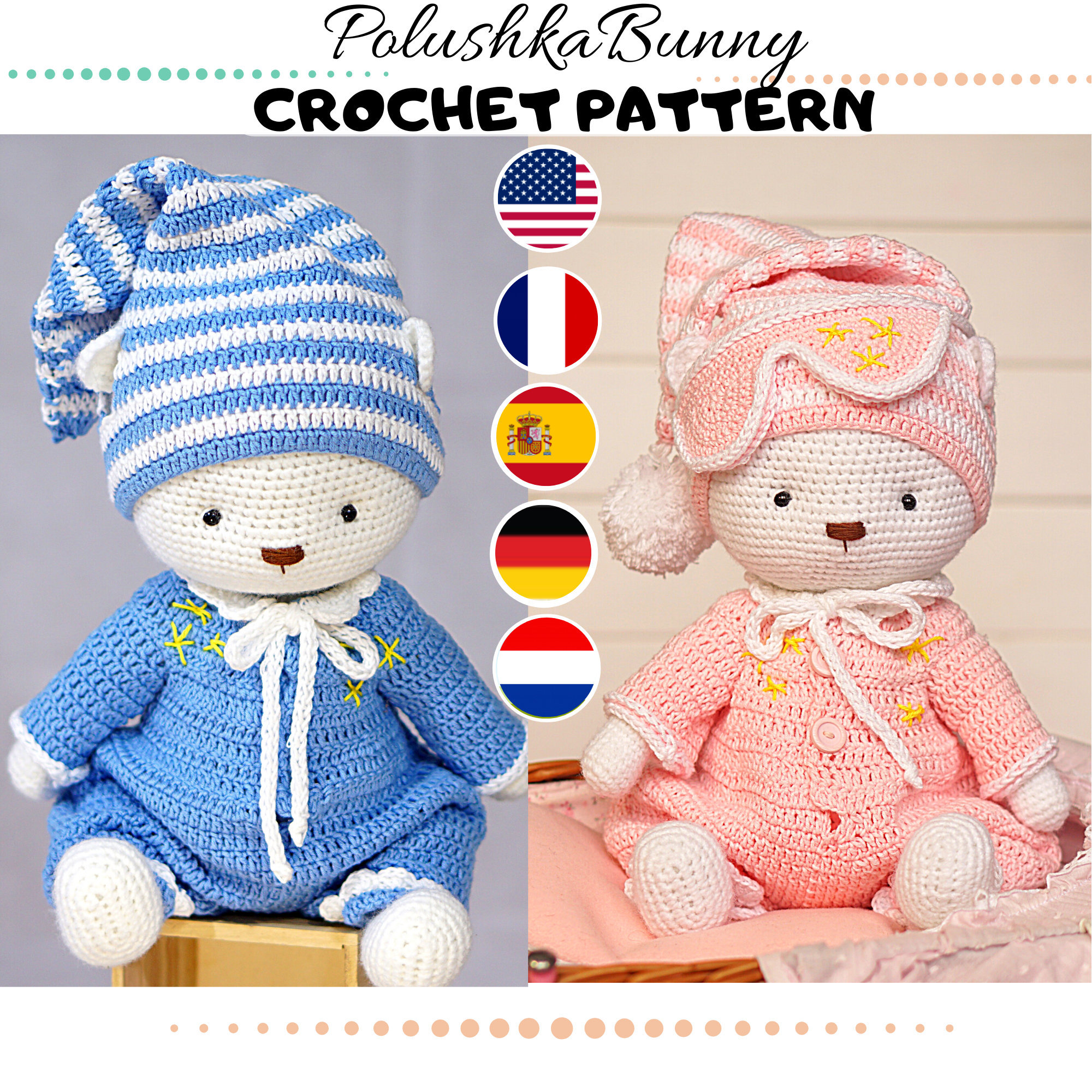 Crochet Pattern Amigurumi Doll Toy Clothes Pajamas Bedtime | Etsy