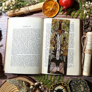 Botanical Sword Bookmark: Transparent Stained Glass Style, Cottagecore ...