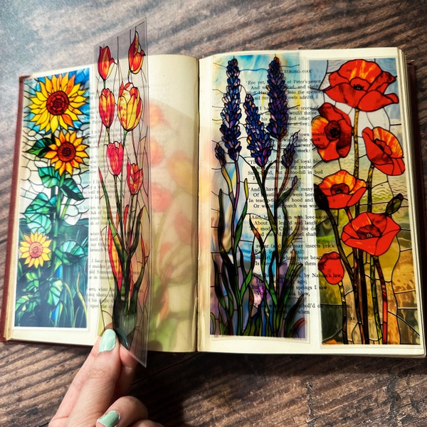 Flower Stained Glass Bookmark - Etsy UK