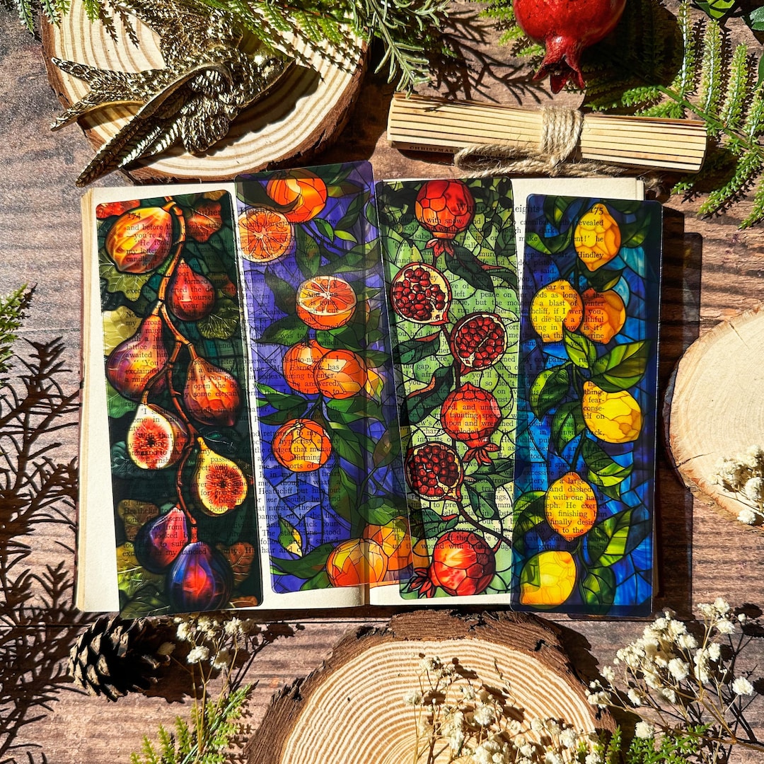 Fruit Stained Glass Style Bookmark: Transparent Acrylic, Pomegranate ...