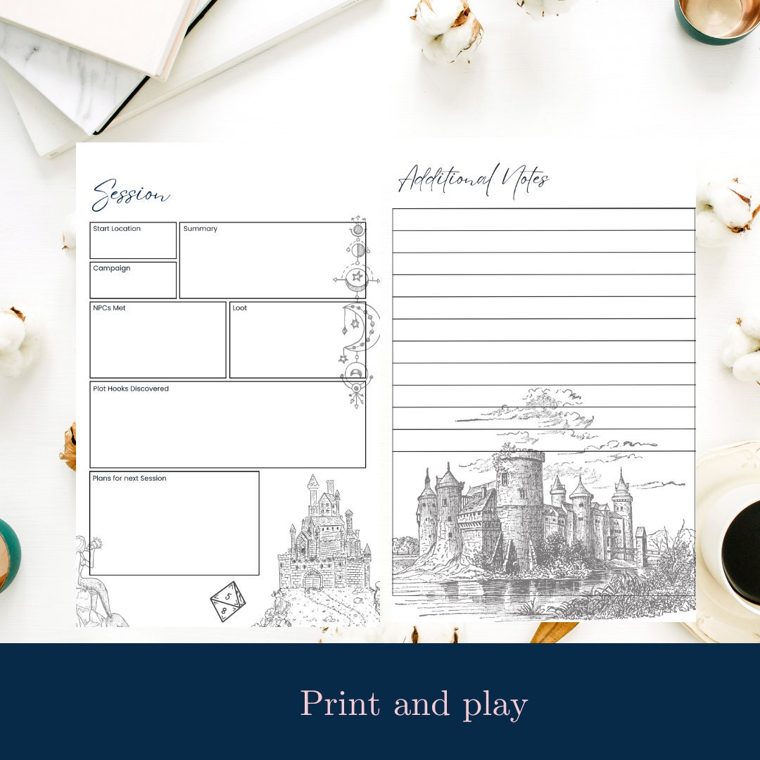 Illustrated Session Notes Sheet Printable, Pdf, Dnd, D&D, 5e ...