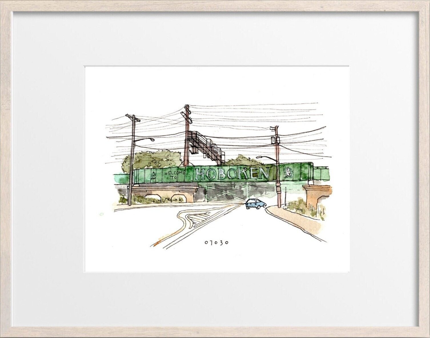 Hoboken Bridge Hand Drawing in Watercolor Original Art Print / City ...