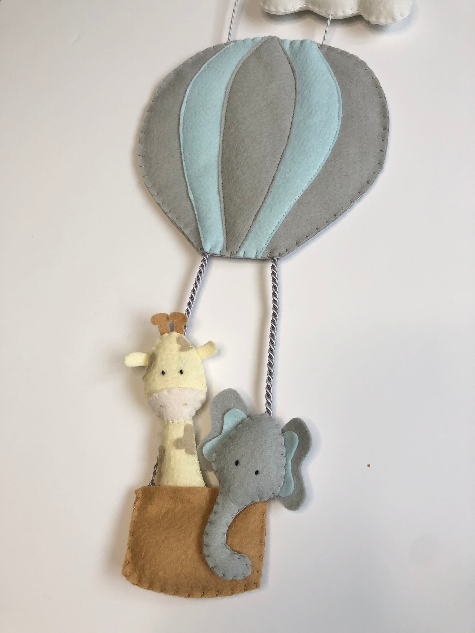 Giraffe and Elephant Hot Air Balloon Nursery Wall Hanging Nursery Decor ...
