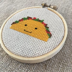 Taco Cross Stitch Taco Needlepoint Food Cross Stitch Funny - Etsy