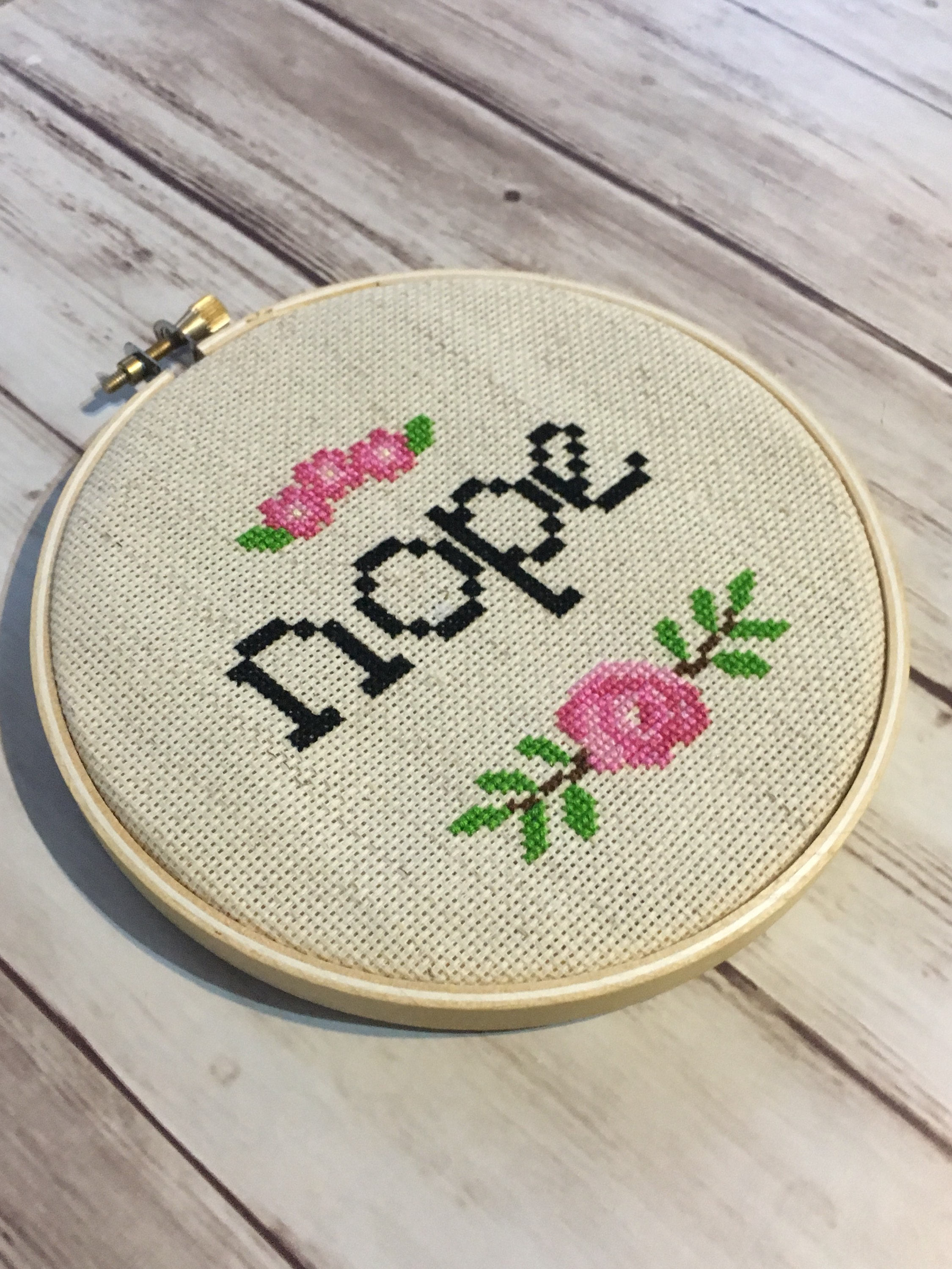 Nope Cross Stitch Completed Cross Stitch Subversive Cross - Etsy