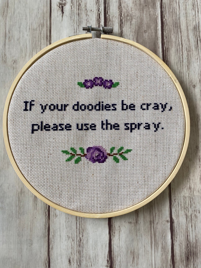 Completed Cross Stitch Bathroom Humor Funny Cross Stitch - Etsy