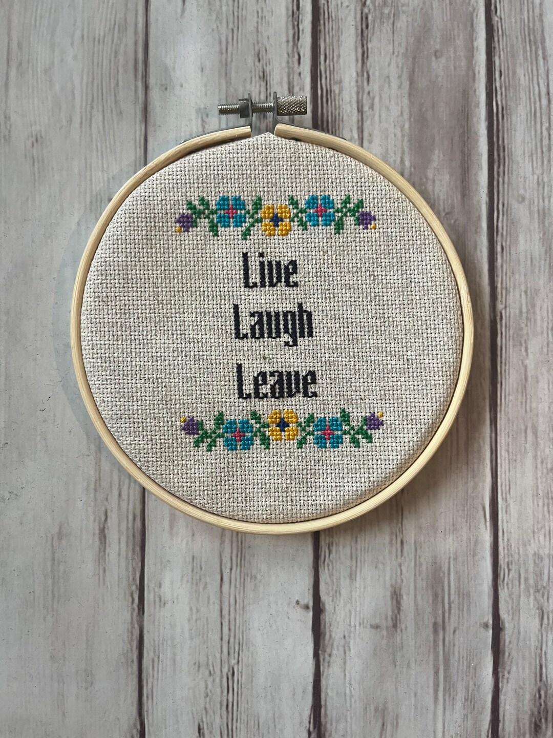 Live Laugh Leave Completed Cross Stitch - Etsy