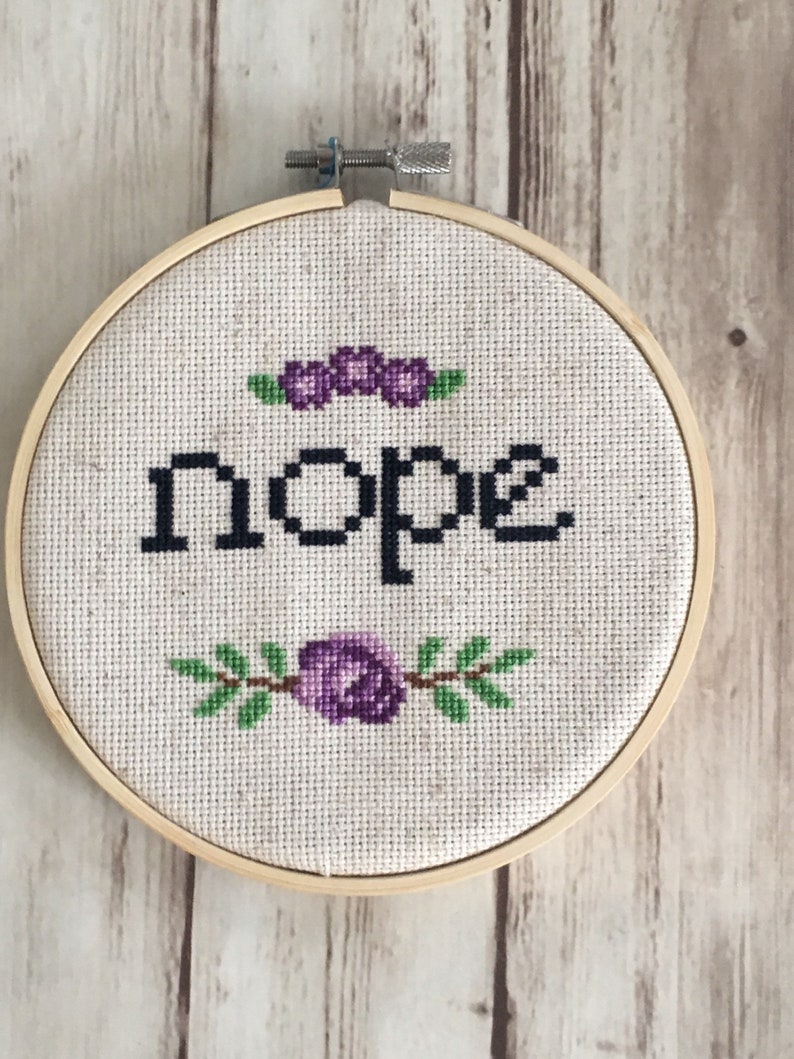 Nope Cross Stitch Completed Cross Stitch Subversive Cross - Etsy