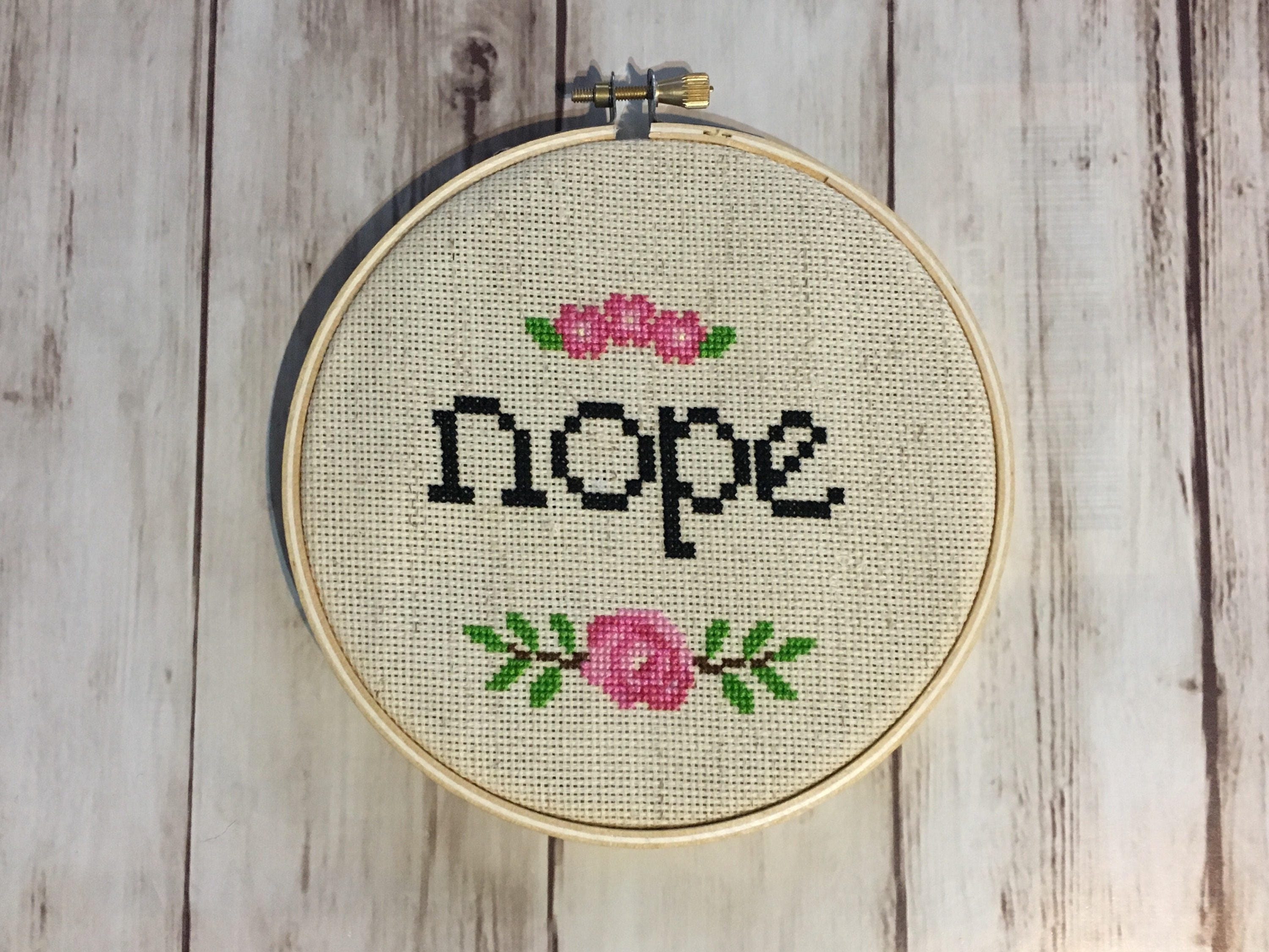 Nope Cross Stitch Completed Cross Stitch Subversive Cross - Etsy
