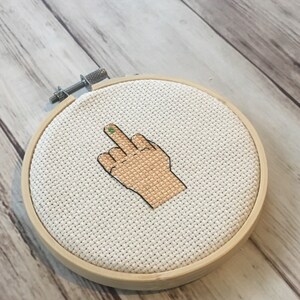 Middle Finger Cross Stitch, Middle Finger Needlepoint, Funny Hoop Art ...