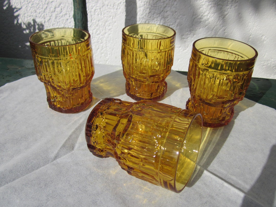 Set of 4 Amber Glasses, Pastis Glasses Ricard Glasses, Water Glasses - Etsy