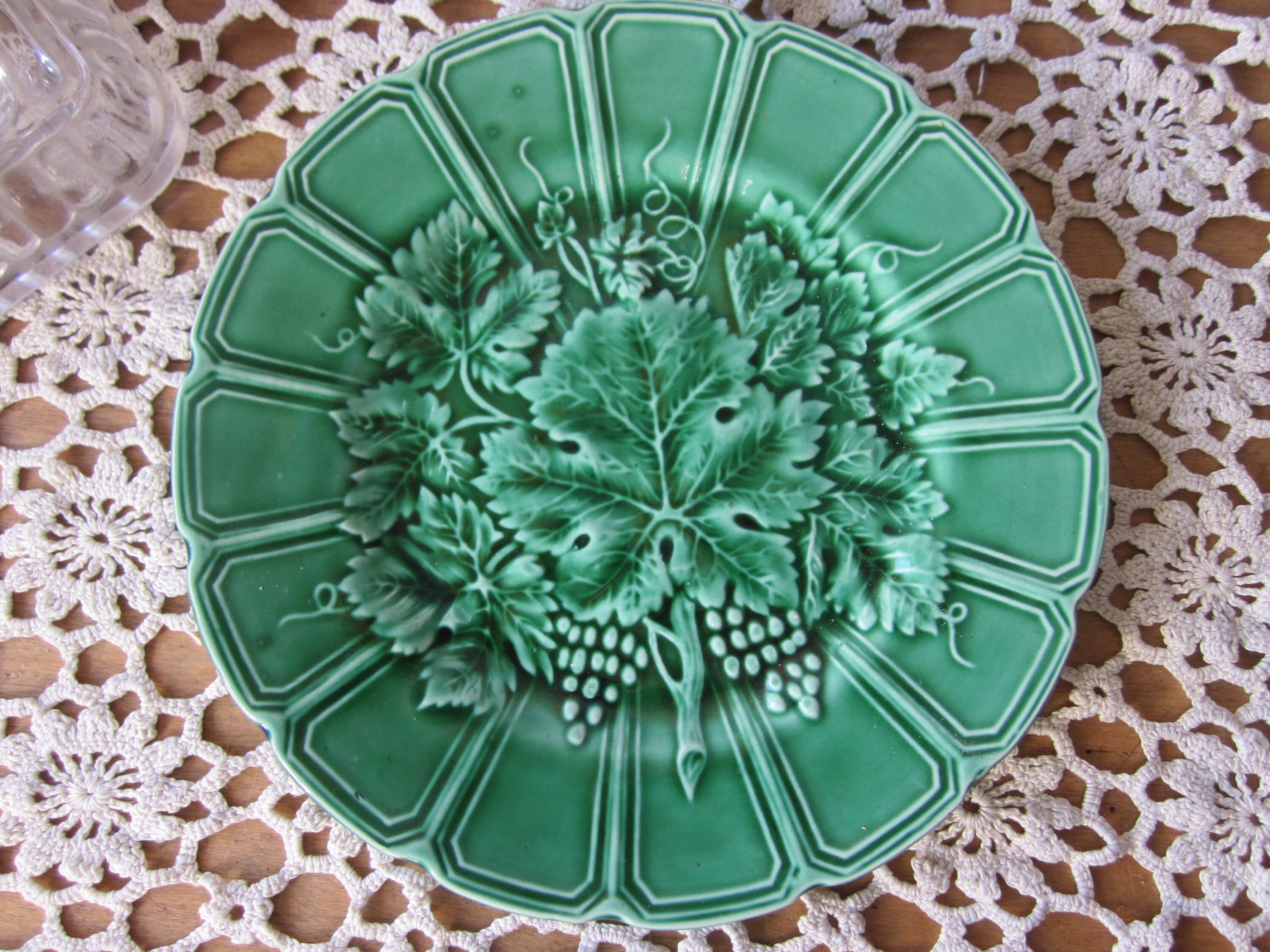 2 Green Plates In Slip From The 20s Vine And Grape Pattern Plate 5