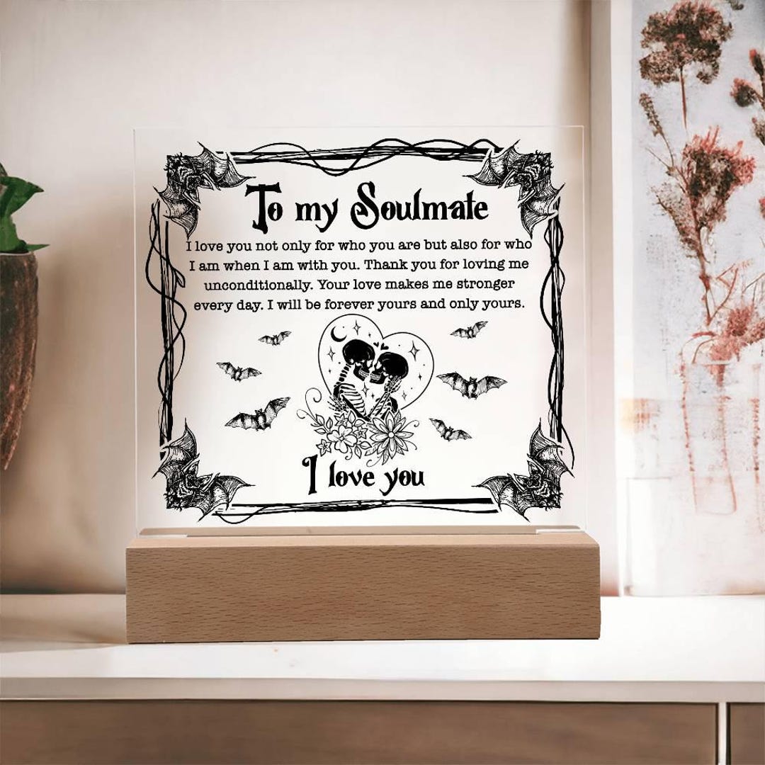 Soulmate Forever Yours Halloween Acrylic Square Plaque With LED Wooden ...