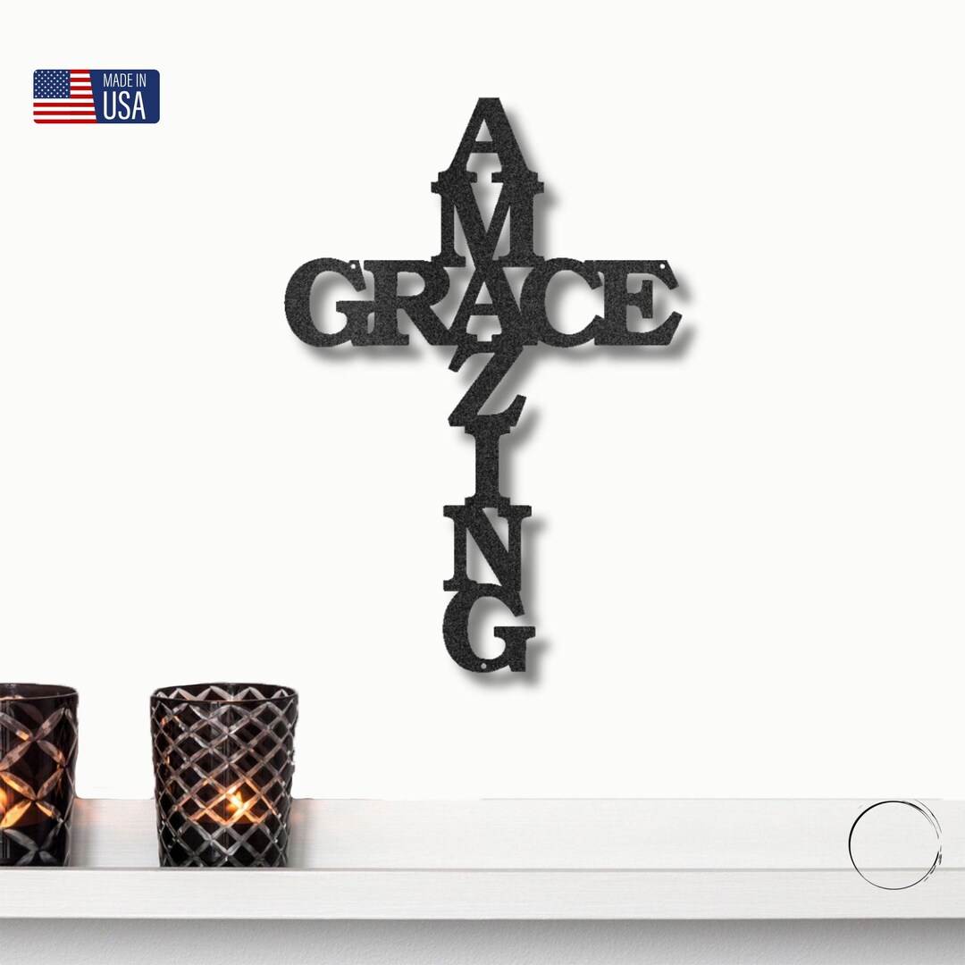 Amazing Grace Cross Metal Art Wall Sign - Etsy