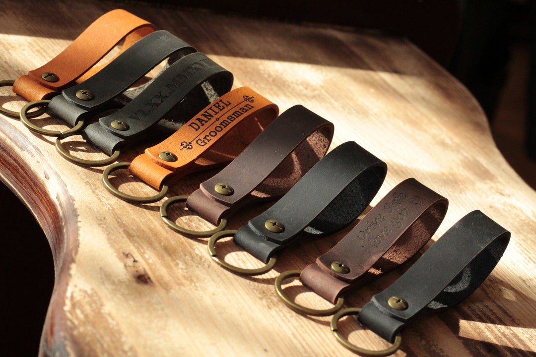 Personalized Leather Keychain: Custom Logo Key Fob, Corporate Gift - Etsy