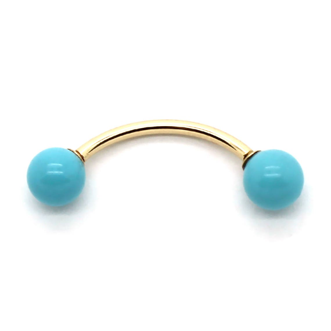 14K Yellow Gold Curved Barbell With Turquoise Beads Sizes - Etsy