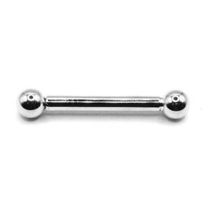 14K Yellow or White Gold Gold Straight Barbell 8 Gauge by 7/8" With 6mm ...