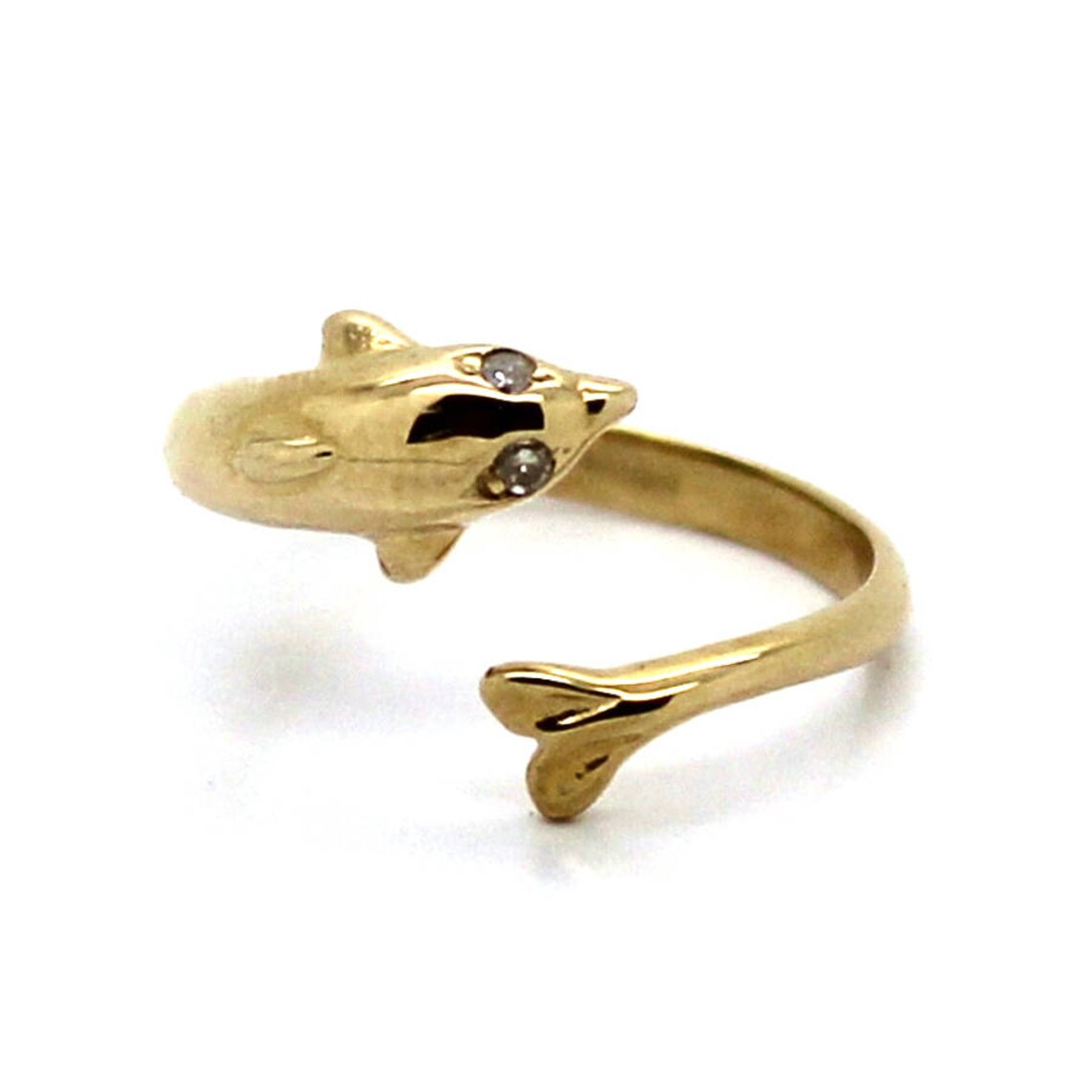 14K Yellow Gold Crossover Dolphin Toe Ring With Diamonds - Etsy