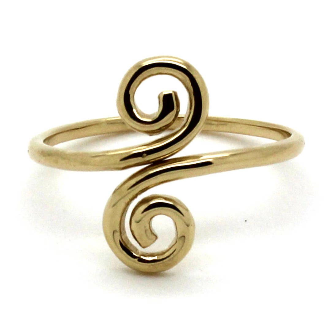 14K Yellow or White Gold Adjustable Double Swirl Flourish Loops Toe ...