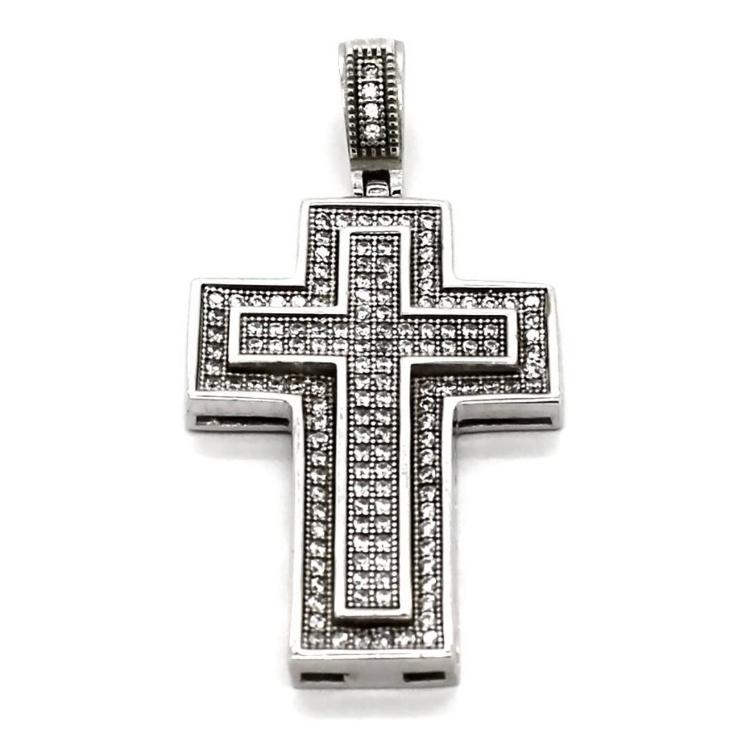 925 Sterling Silver Beautiful Sparkling Cross Pendant Set With One ...