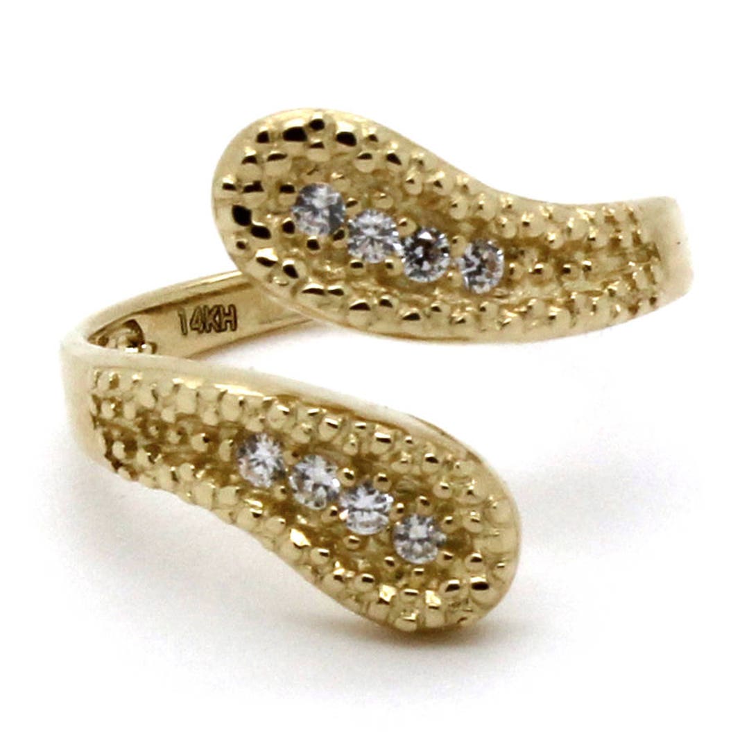 14K Yellow Gold Adjustable Wrap Around Toe Ring With CZ - Etsy
