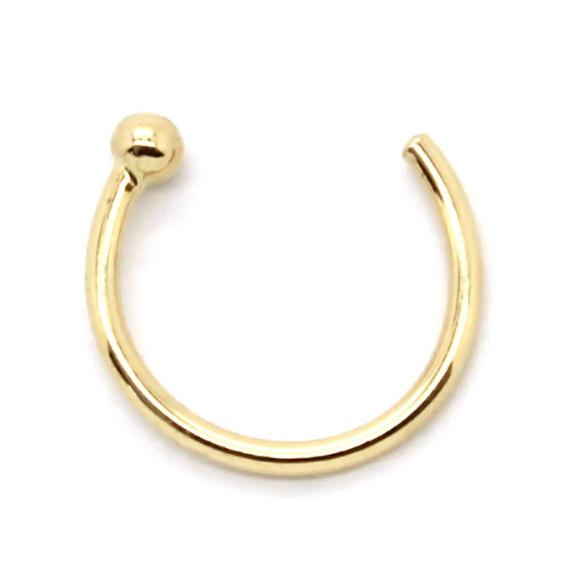 14K Yellow Gold Open Nose Hoop Ring Sizes 16G-22G - Etsy