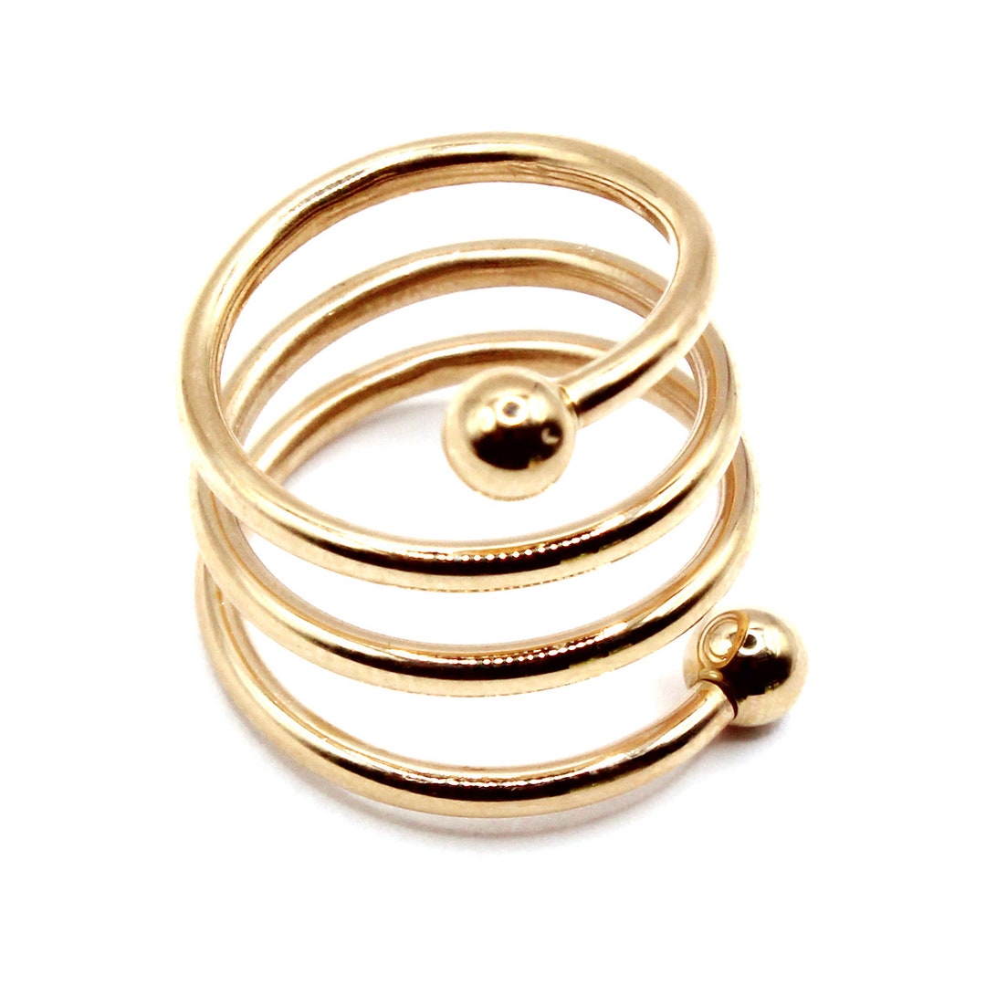 14K Yellow or White Gold Triple Loop Spiral / Twister Barbell 14 Gauge ...