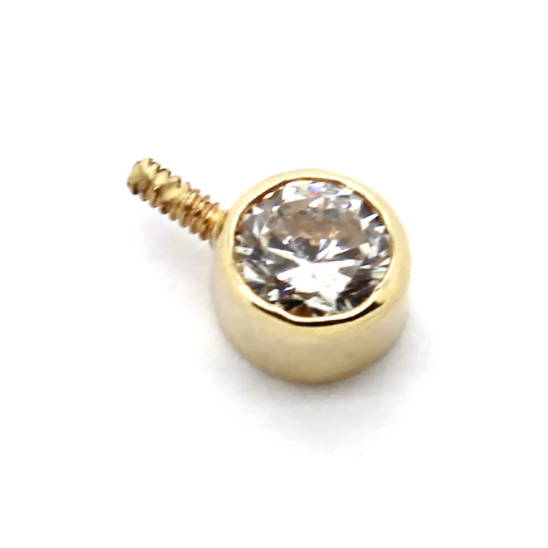 14K Yellow or White Gold One 3mm-6mm Replacement Bezel Screw With CZ ...
