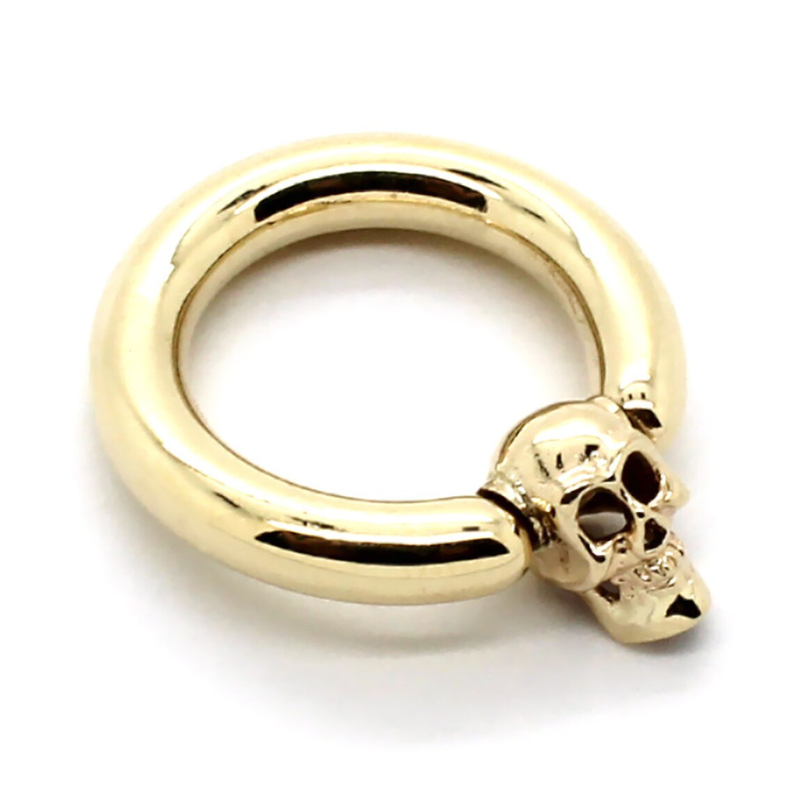 14K Single Solid Yellow or White Gold Captive Ring 8 Gauge X | Etsy