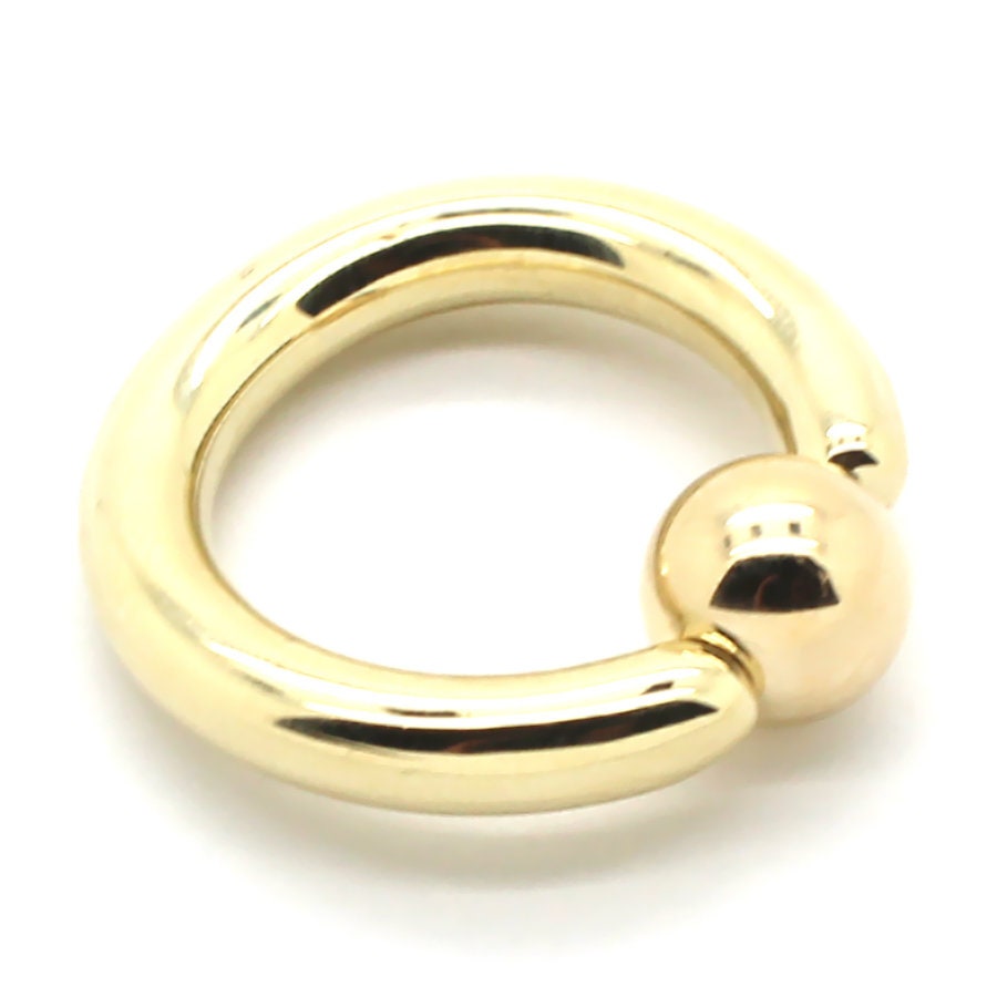 14K Solid Yellow or White Gold Captive Bead Ring 8 Gauge X - Etsy