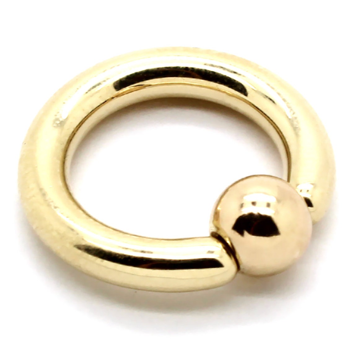 14K Solid Yellow or White Gold Captive Bead Ring 6 Gauge X - Etsy