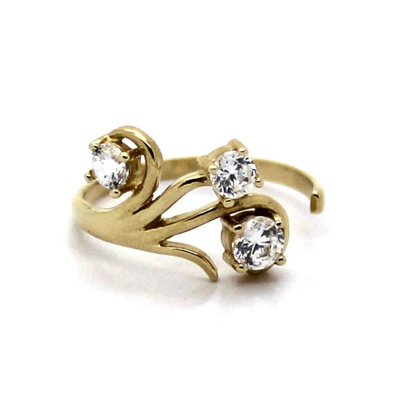14K Yellow Gold Adjustable Blooming Toe Ring With CZ - Etsy