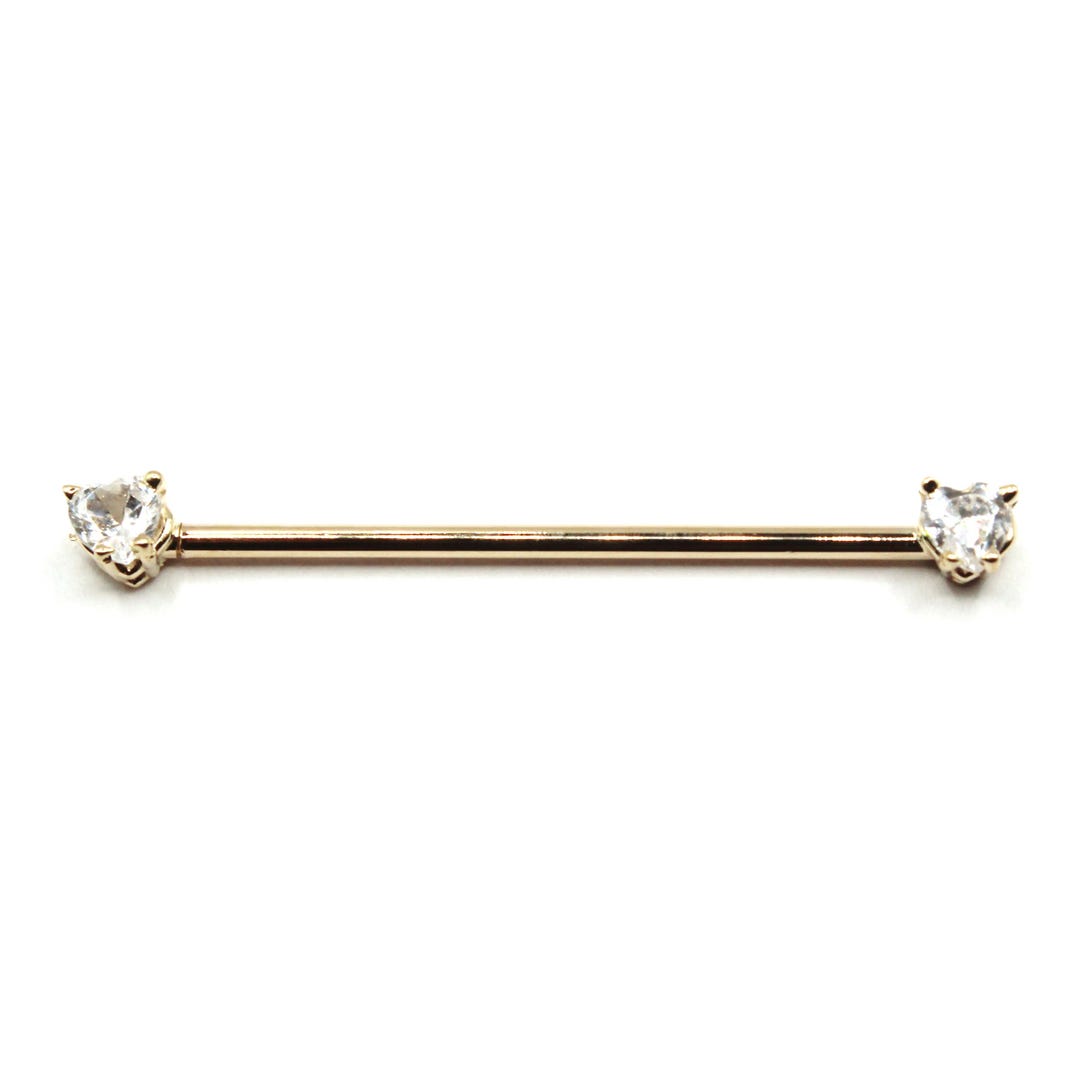 14K Yellow or White Gold Industrial Scaffold Straight Barbell With 4mm ...