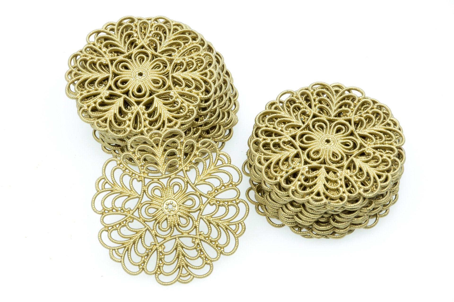 25 Pcs. Filigree Stampings Gold Vintage Base Disc 55 Mm - Etsy