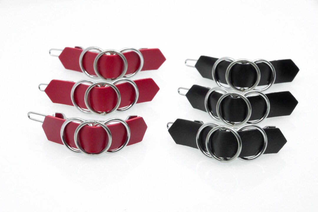 6 Piece Hair Clips 70s Vintage Hair Clip Black & Red Hair Barrette ...