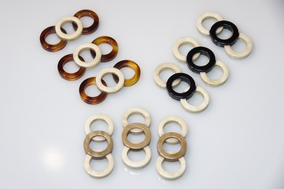 Connector Beads 35 X 15 Mm Linking Links VINTAGE Plastic Round Disc ...