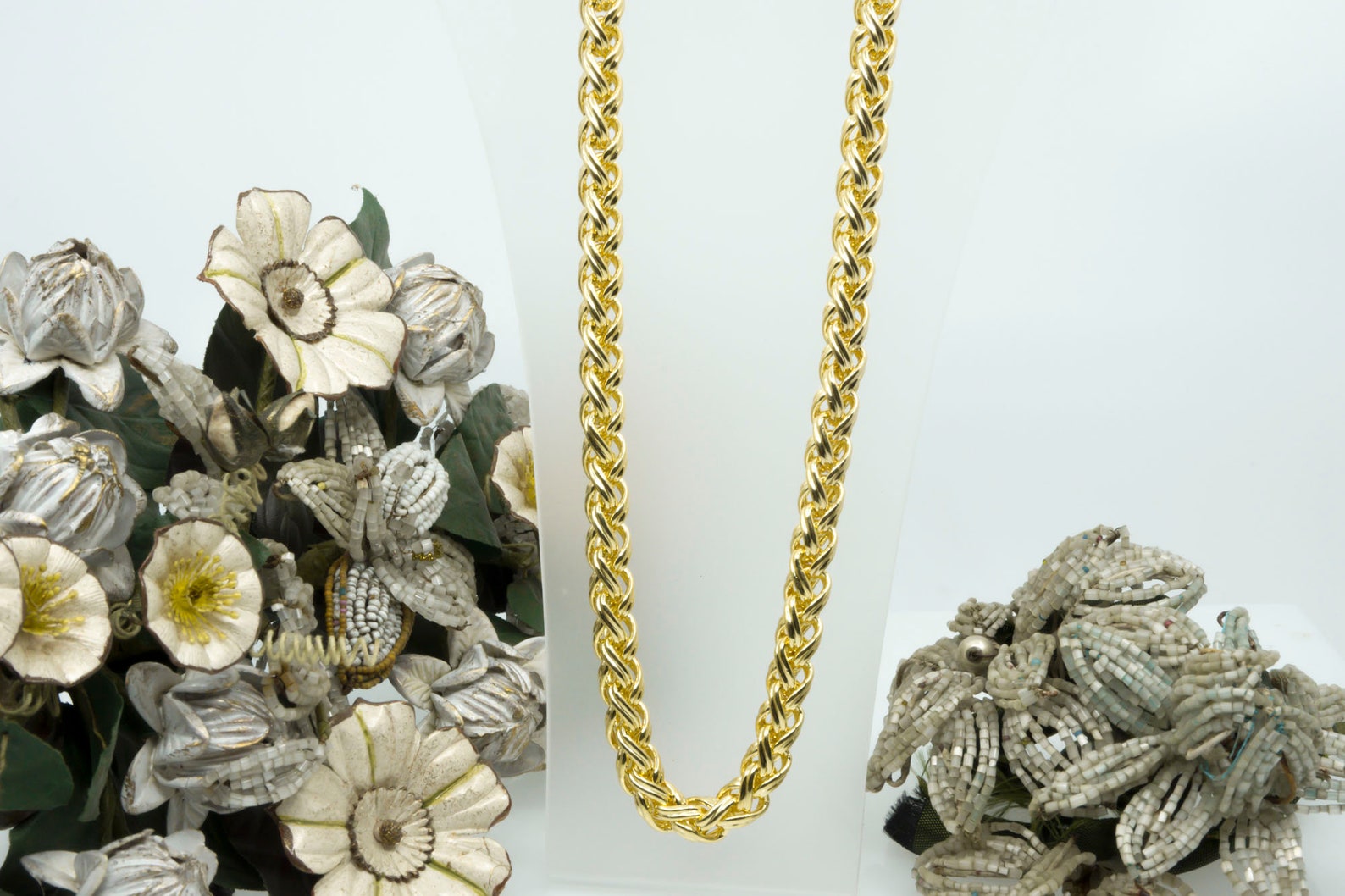 18ct. Gold Plated Necklace Chain Wheat Braided Chain Foxtail - Etsy