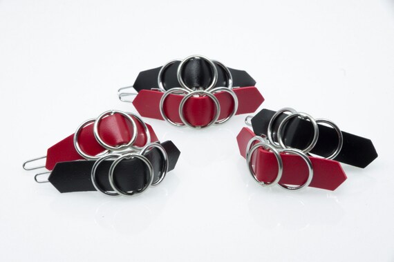 6 piece hair clips 70s vintage hair clip black & red … - Gem