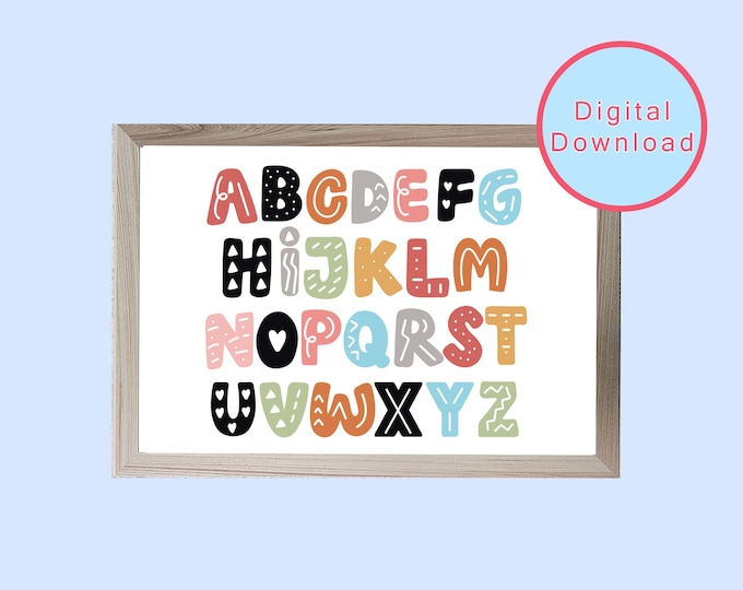 Alphabet Chart Pink, PRINTABLE Educational Poster, DIGITAL DOWNLOAD ...
