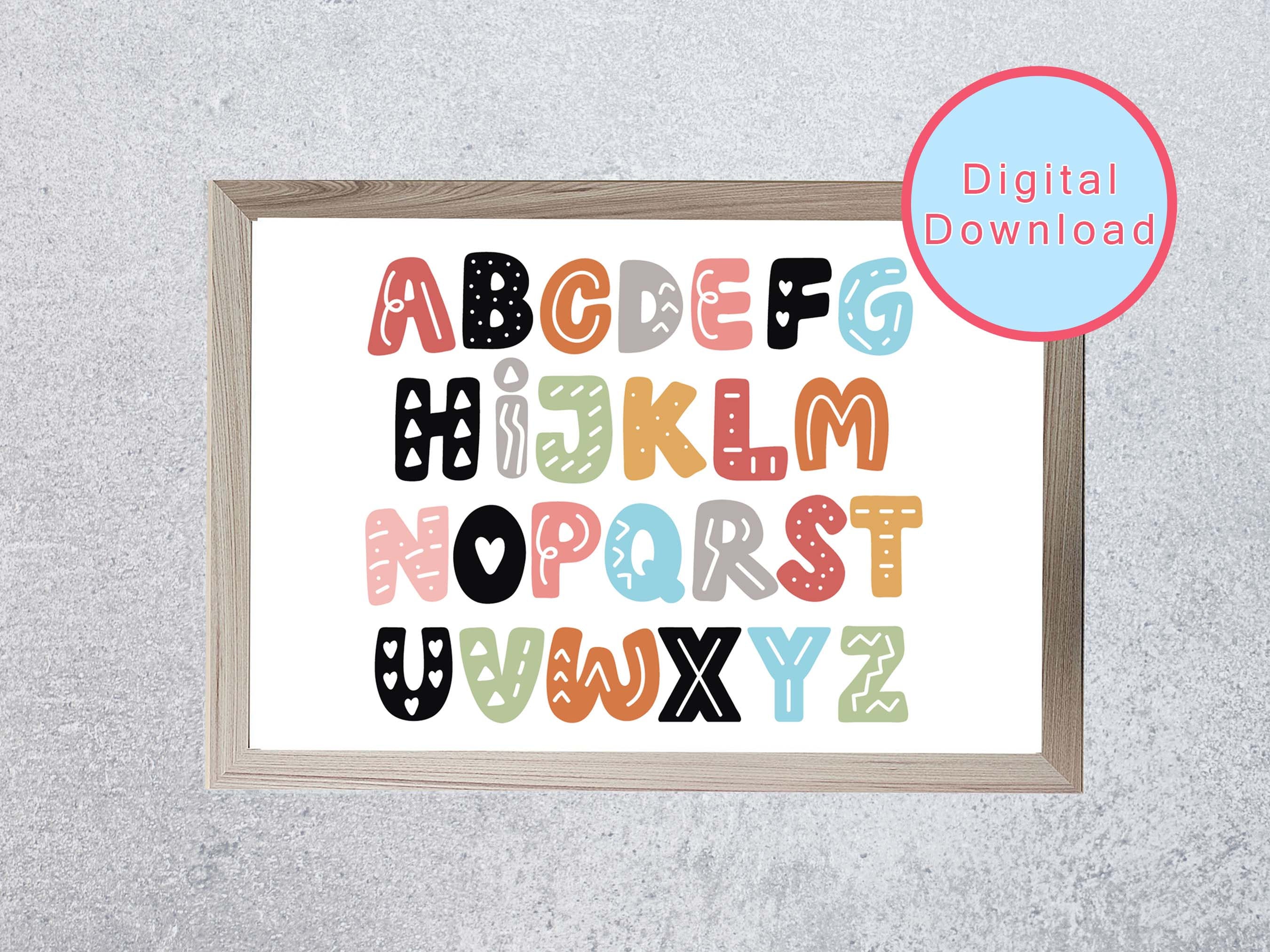 Printable Alphabet Classroom Poster Educational Wall Art ABC - Etsy