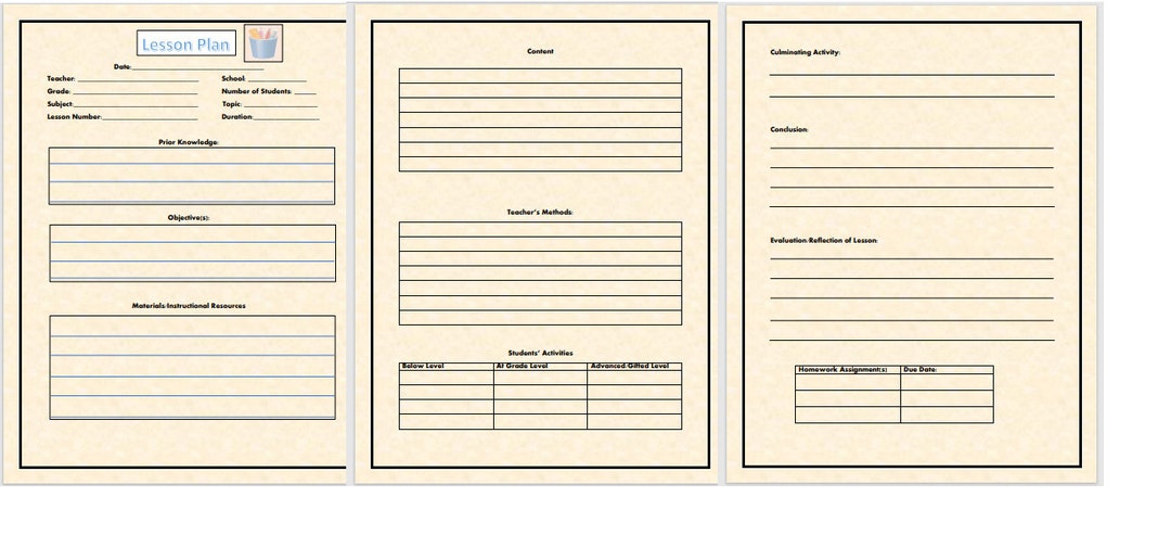 Digital Lesson Plan Template - Etsy